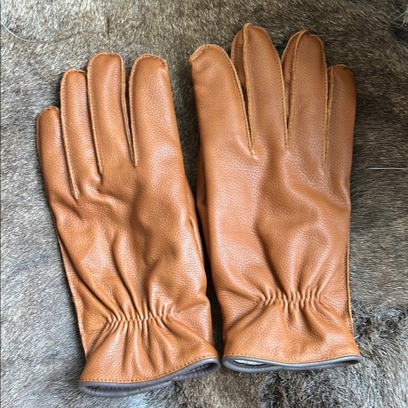 J. Crew | Accessories | J Crew Tan And Orange Leather Gloves With ...